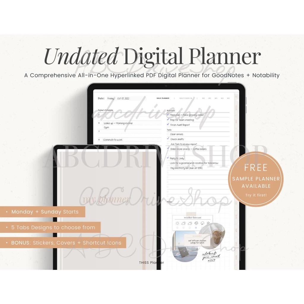 Jual Digital Planner - Undated Daily Planner Portrait | Shopee Indonesia