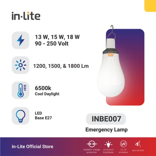 Jual Bohlam EMERGENCY INLITE 15W Lampu EMERGENCY IN LITE 15 Watt INBE007 LAMPU DARURAT | Shopee ...