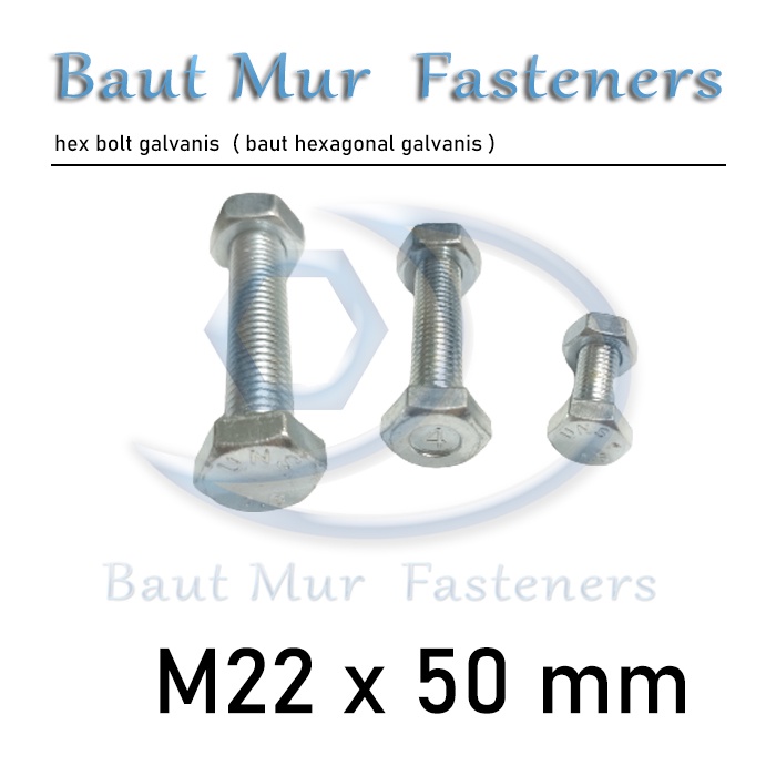 Jual baut mur m22 x 50 / bmp m22 x 50 galvanis / bmp m22 x 50mm ...