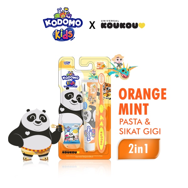 Jual Kodomo Sikat Gigi Orange Mint Koukou 2 In 1 | Shopee Indonesia