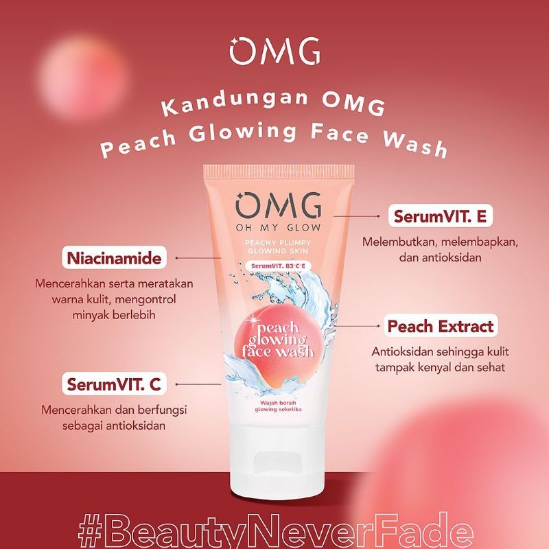 Jual OMG peach glowing face wash 50g | Shopee Indonesia