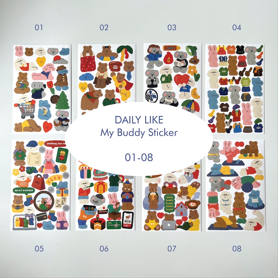 Jual DAILY LIKE - My Buddy Sticker 01-08 (Imported from Korea, Original ...