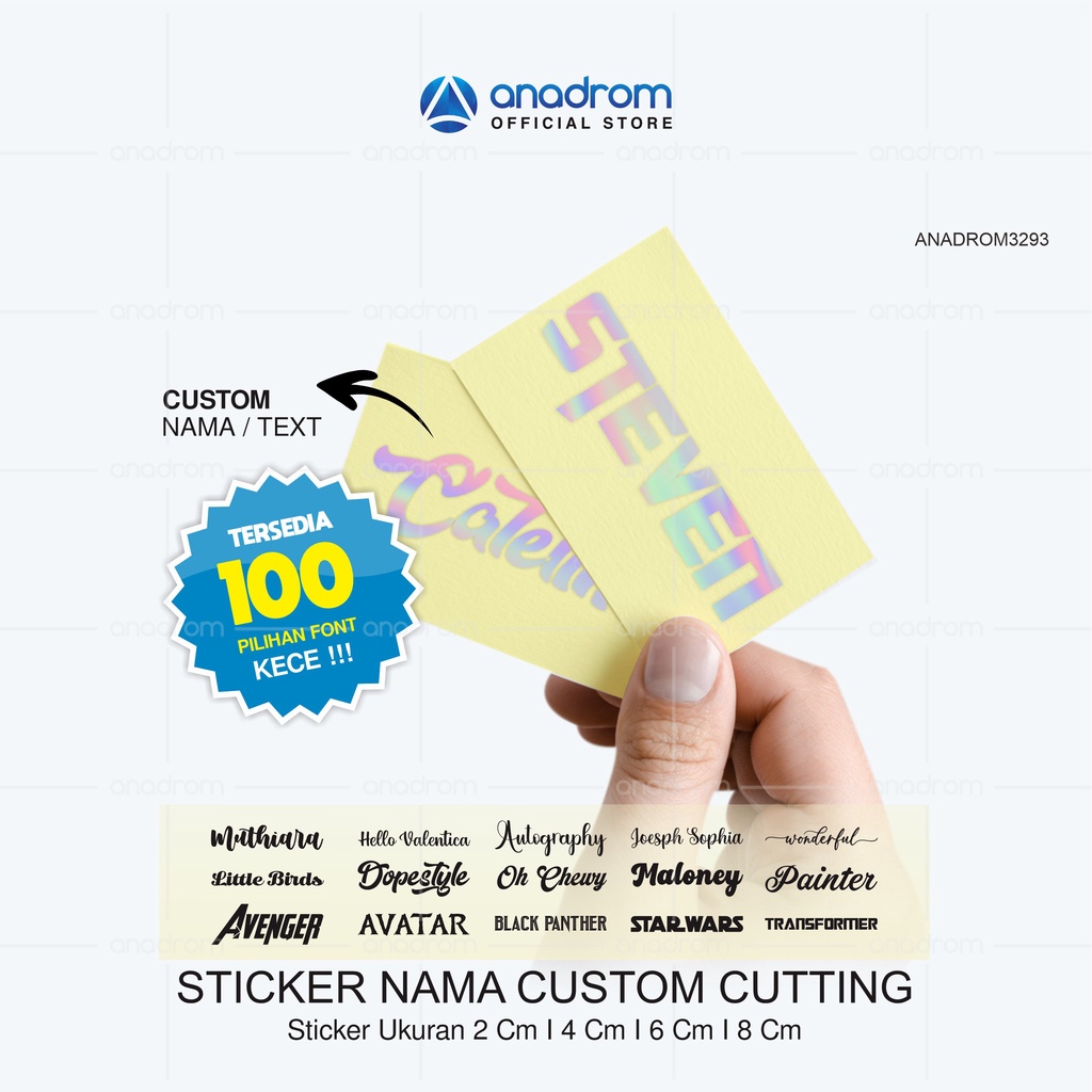 Jual Sticker Nama Custom Cutting I Size 2, 4, 6, 8 Cm I Anadrom 3293 ...