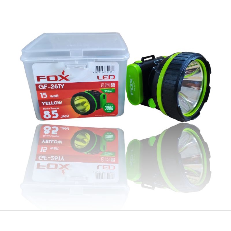 Jual senter kepala charger led fox 261y /yellow | Shopee Indonesia