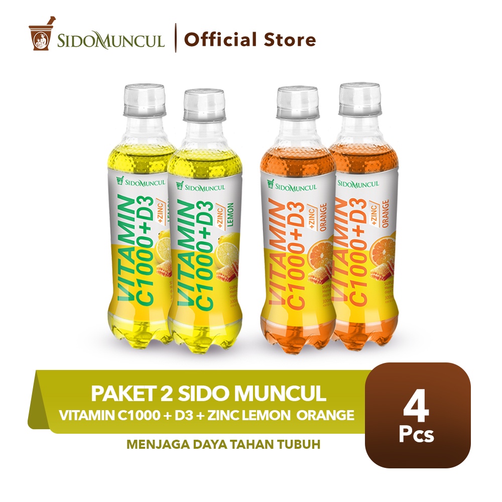 Jual Paket 2 - Vitamin C1000 + D3 + Zinc Orange Lemon 4x300ml | Shopee ...