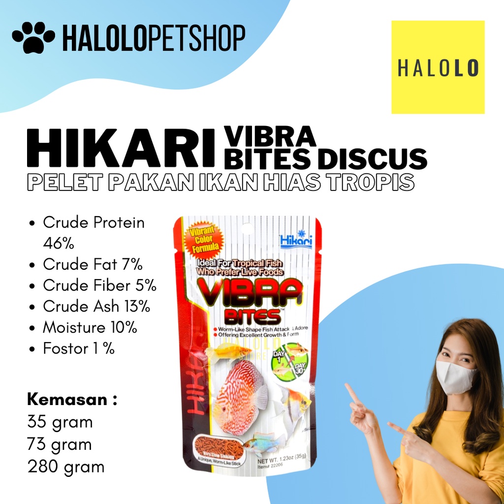 Jual Pelet Pakan Ikan Discus Hias Tropis HIKARI Vibra Bites 35 / 73 ...