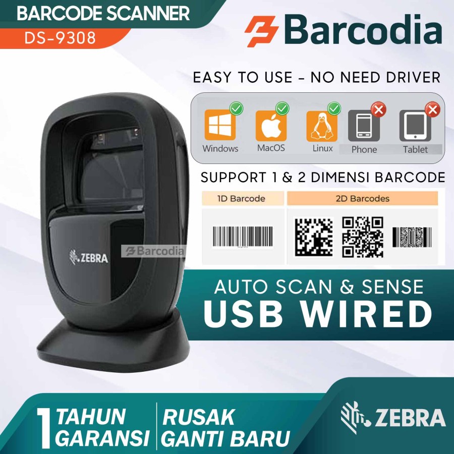 Jual BARCODIA Scanner Barcode ZEBRA DS9308 2D QR Code PDF417 Efaktur ...