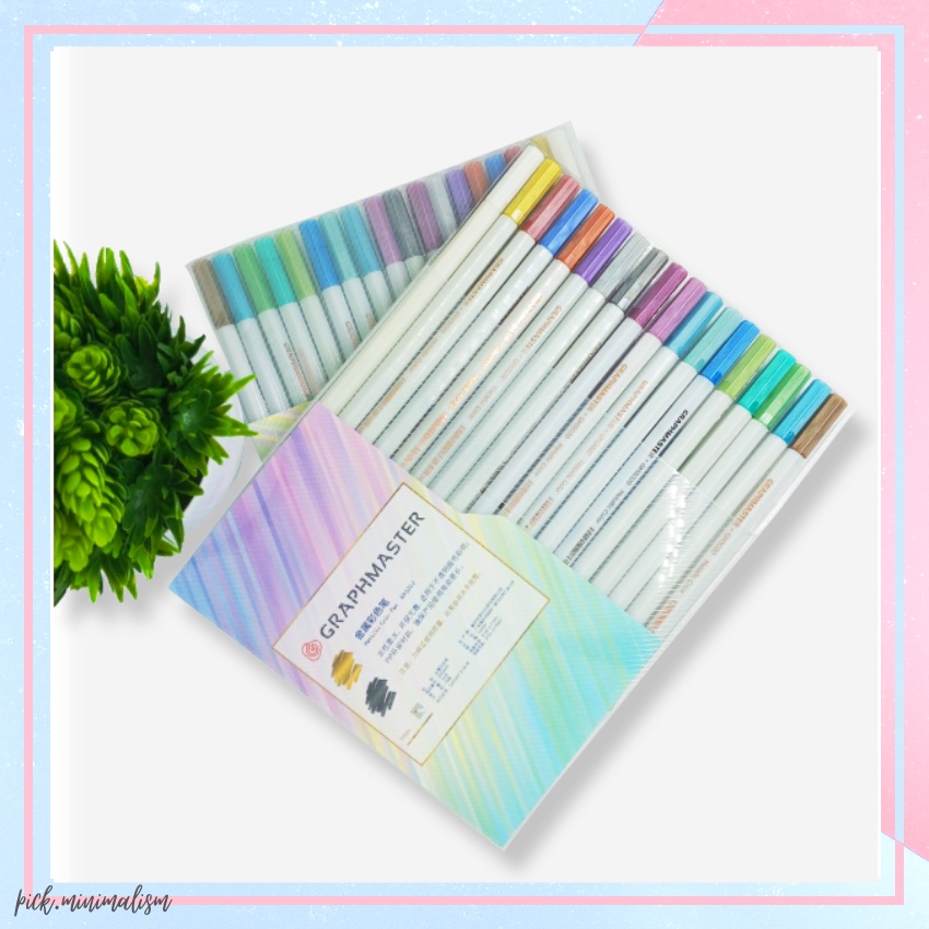 Jual 1 Set Metallic Color Pen 18 pcs Brush Pen Metalik Drawing Creative ...