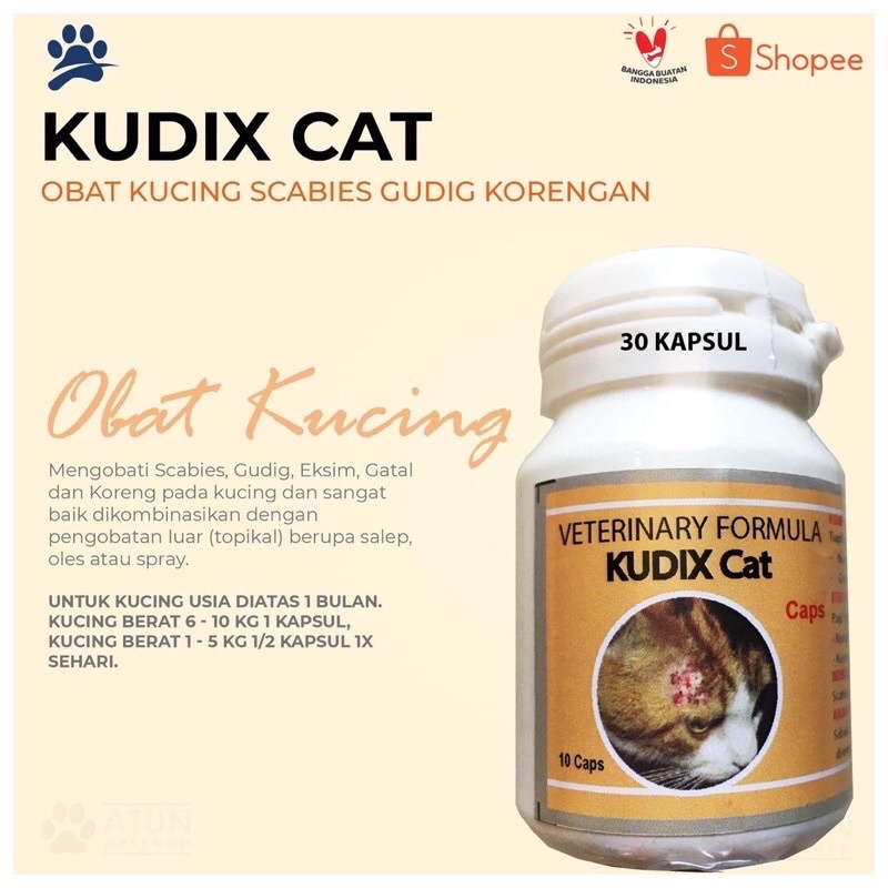 Jual KUDIX CAT 10 Kapsul Obat Scabies Gudig Korengan Pada Kucing ...