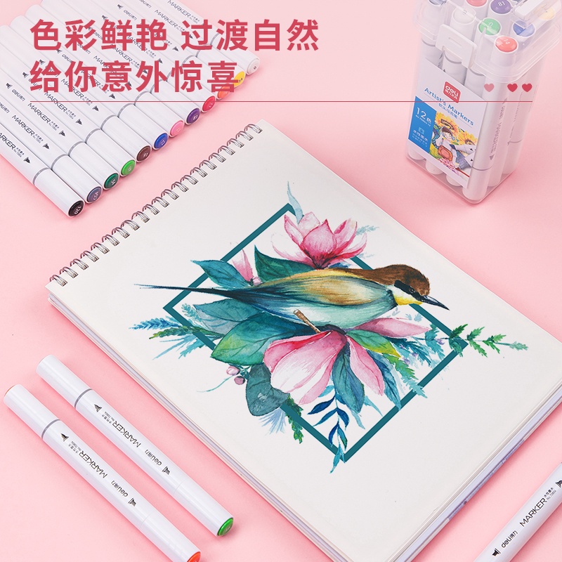 Jual Spidol Deli Artis's Marker Twin Tip Water Base 12 Warna - 70804-12 ...