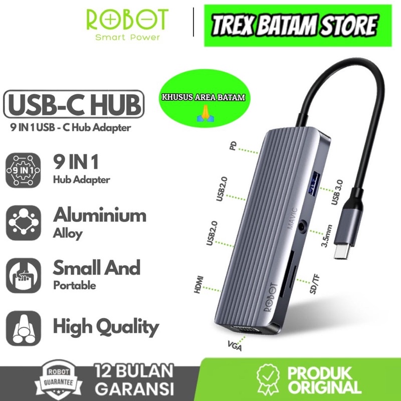 Jual ROBOT HT590 USB C HUB 9 IN 1 ADAPTER USB TYPE C MACBOOK IPAD PRO ... Jual ROBOT HT590 USB C HUB 9 IN 1 ADAPTER USB TYPE C MACBOOK IPAD PRO ...