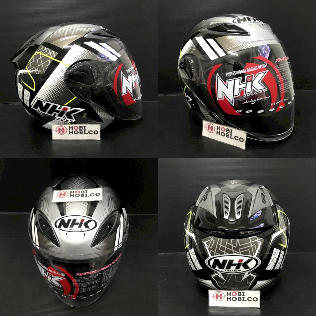 Jual HELM NHK R6 R44 BLACK SILVER NHK R-6 MOTIF R44 ORIGINAL | Shopee ...