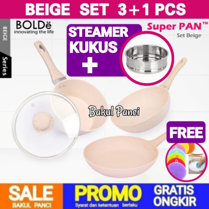 Jual BOLDe SUPER PAN BEIGE SET WAJAN PANCI | Panci Granite Ceramic ...