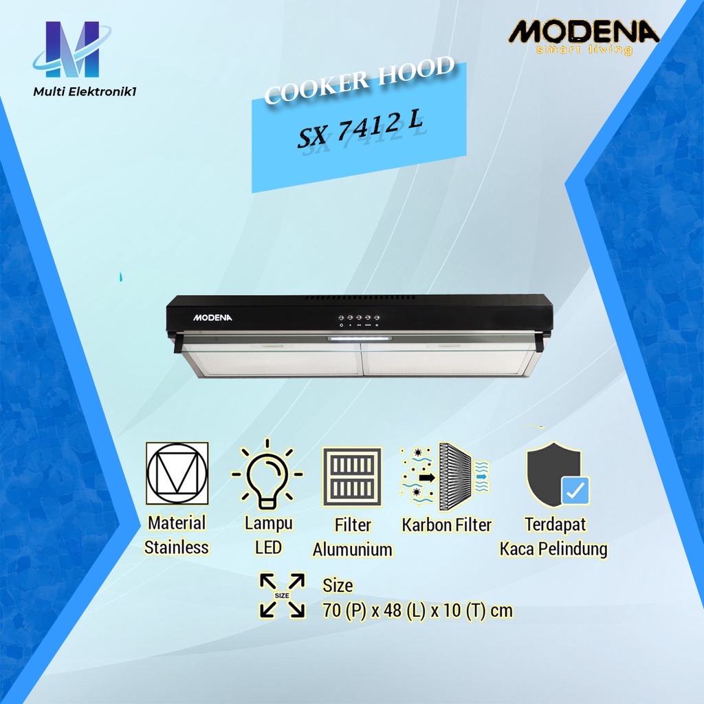 Jual Cooker Hood MODENA FRESCO SX 7412 L / Slim Cooker Hood MODENA SX7412L / Penghisap Asap ...