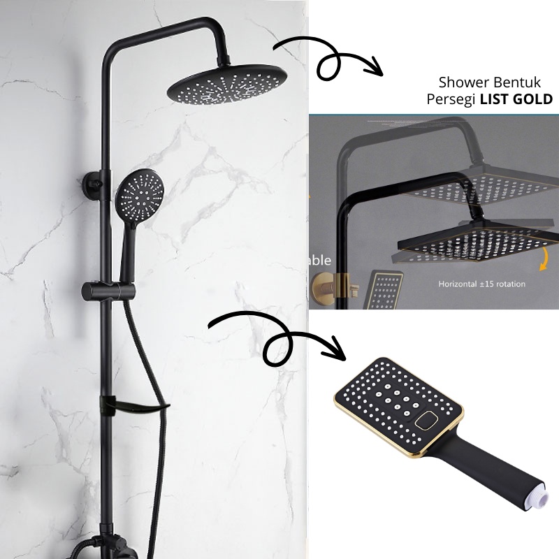 Jual Ollahom Shower Kamar Mandi 1 Set + Kran Cabang/Shower Mandi Set ...