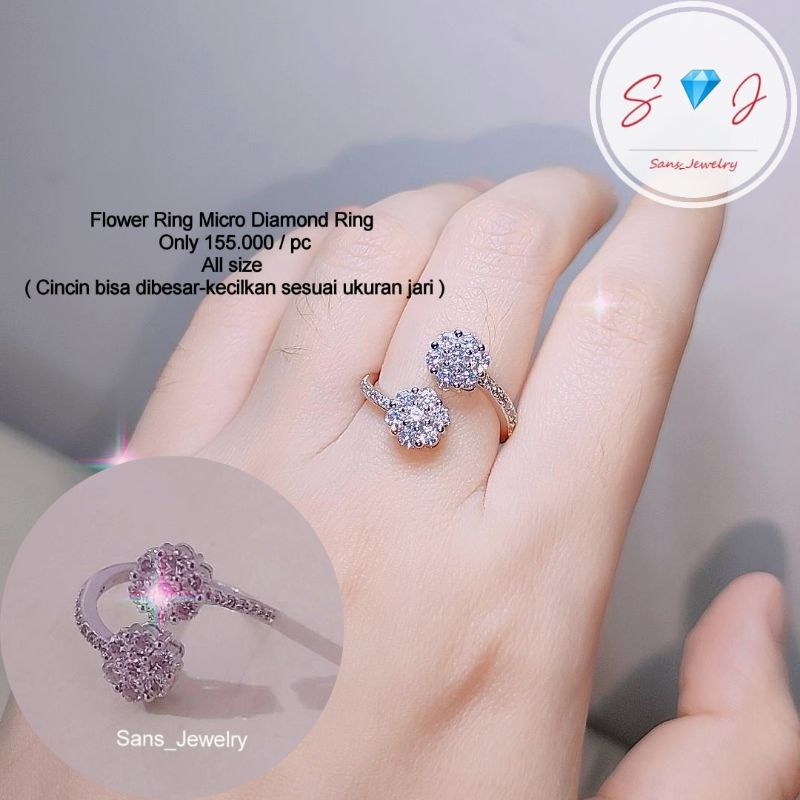 Jual Flower Ring By Sans_Jewelry / Diamond Ring / Cincin Bunga Silver Perak Emas Perak Cincin ...