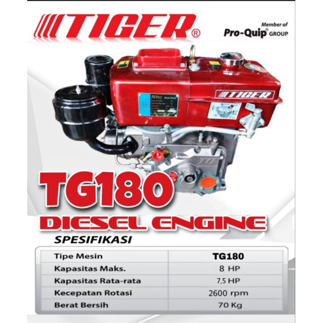 Jual Diesel Tiger TG 180 8HP Solar Mesin Penggerak Solar | Shopee Indonesia