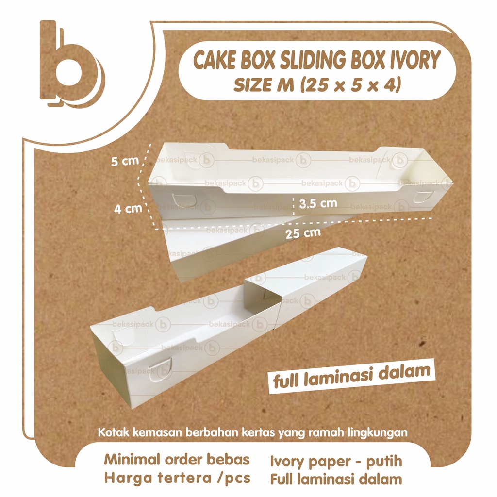 Jual Cake Box Sliding Box M Ivory Foodgrade 25x5x4 I CBSBMIF00402 ...