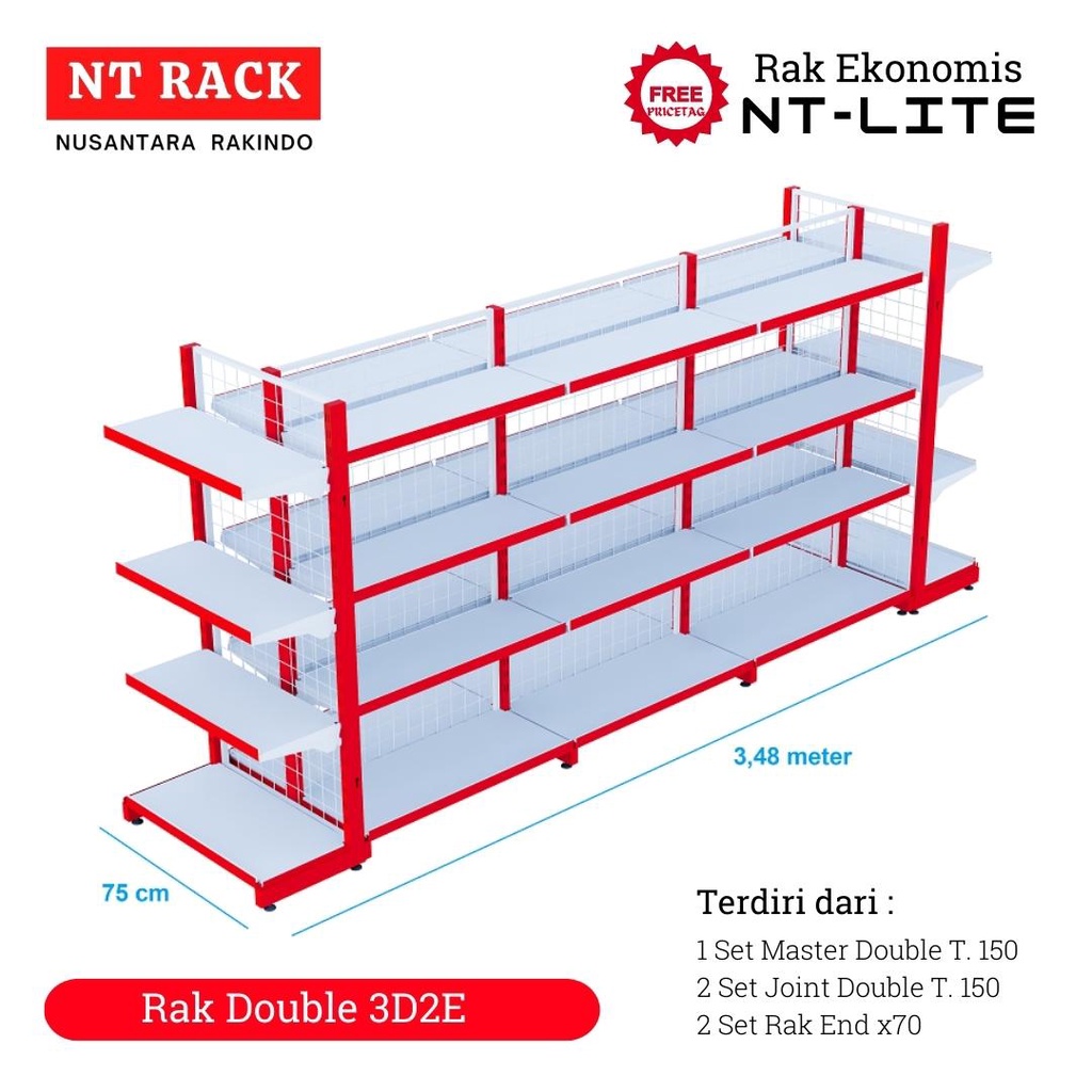 Jual Rak Toko Minimarket Gondola Termurah Double 2 Sisi Tinggi 150 cm ...