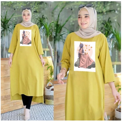 Jual FC - LONG TUNIK HIJAB TUNIK WANITA TERBARU 02 DTF | Shopee Indonesia