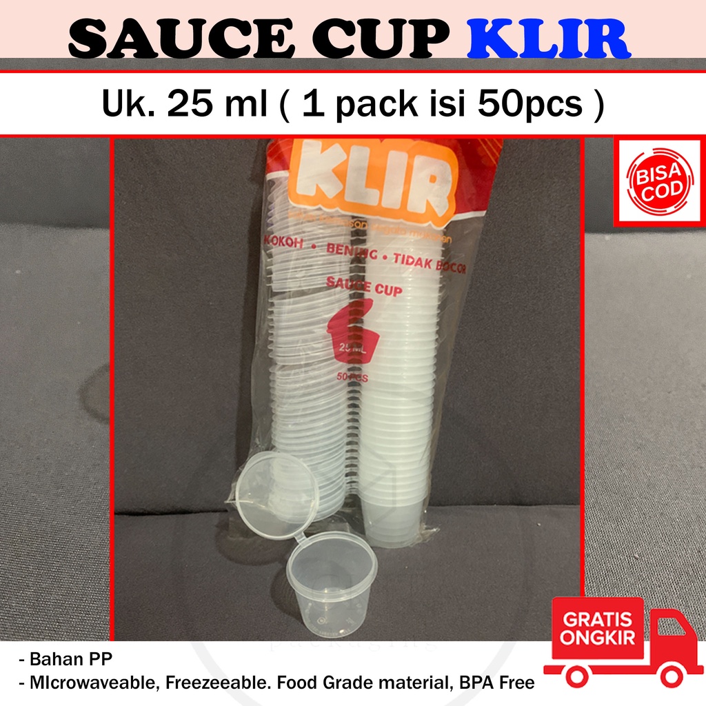 Jual Sauce cup 25ml / saos cup / tempat saos Klir ANTI BOCOR isi 50pcs ...