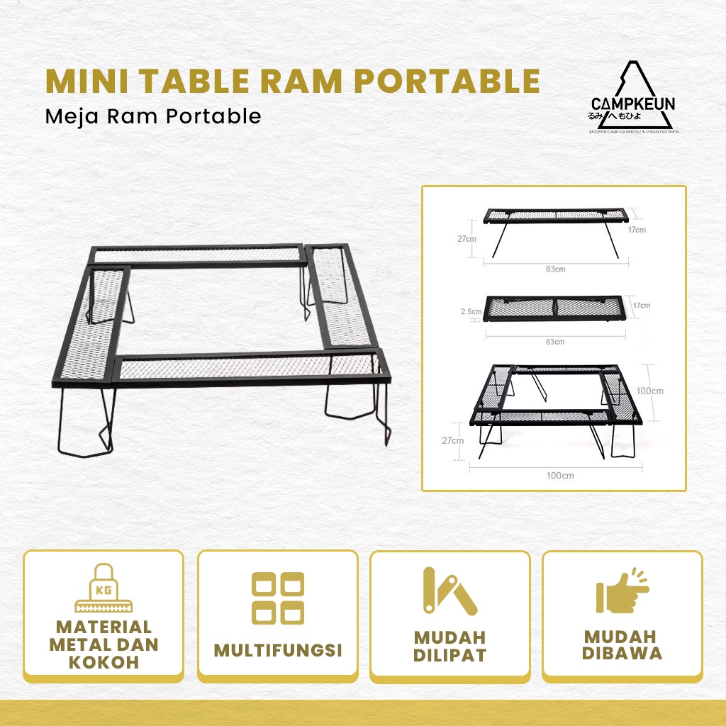 Jual CAMPKEUN Meja Lipat Outdoor BBQ Table satu set 4 pcs portable ...