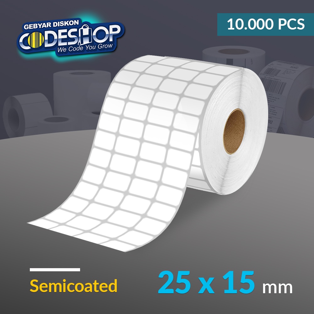 Jual Codeshop Label Semicoated 25 x 15 mm 4 Line Stiker Printer Barcode ...