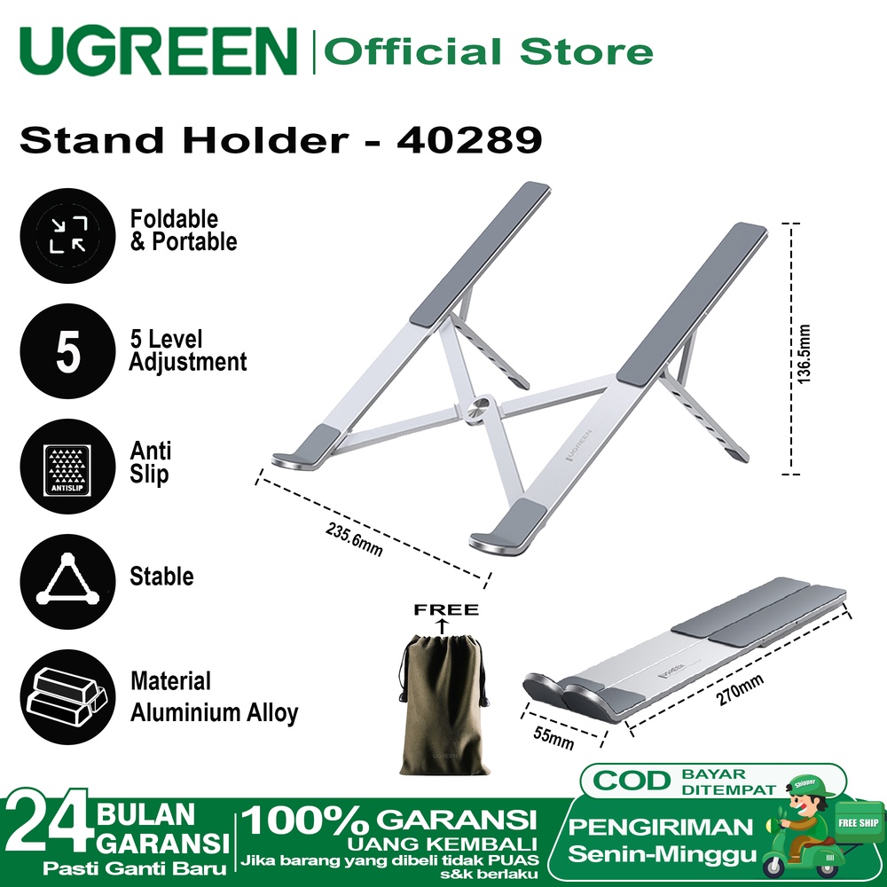 Jual UGREEN Stand Vertical Aluminium Dudukan Untuk Macbook, Laptop ...