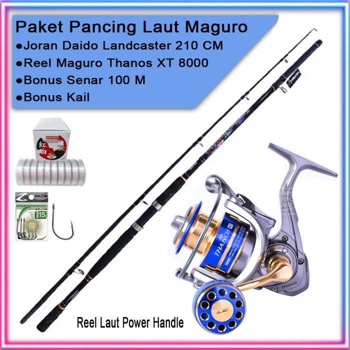 Jual Paket Pancing Laut Maguro Thanos xt Joran Daido Landcaster 210 CM ...