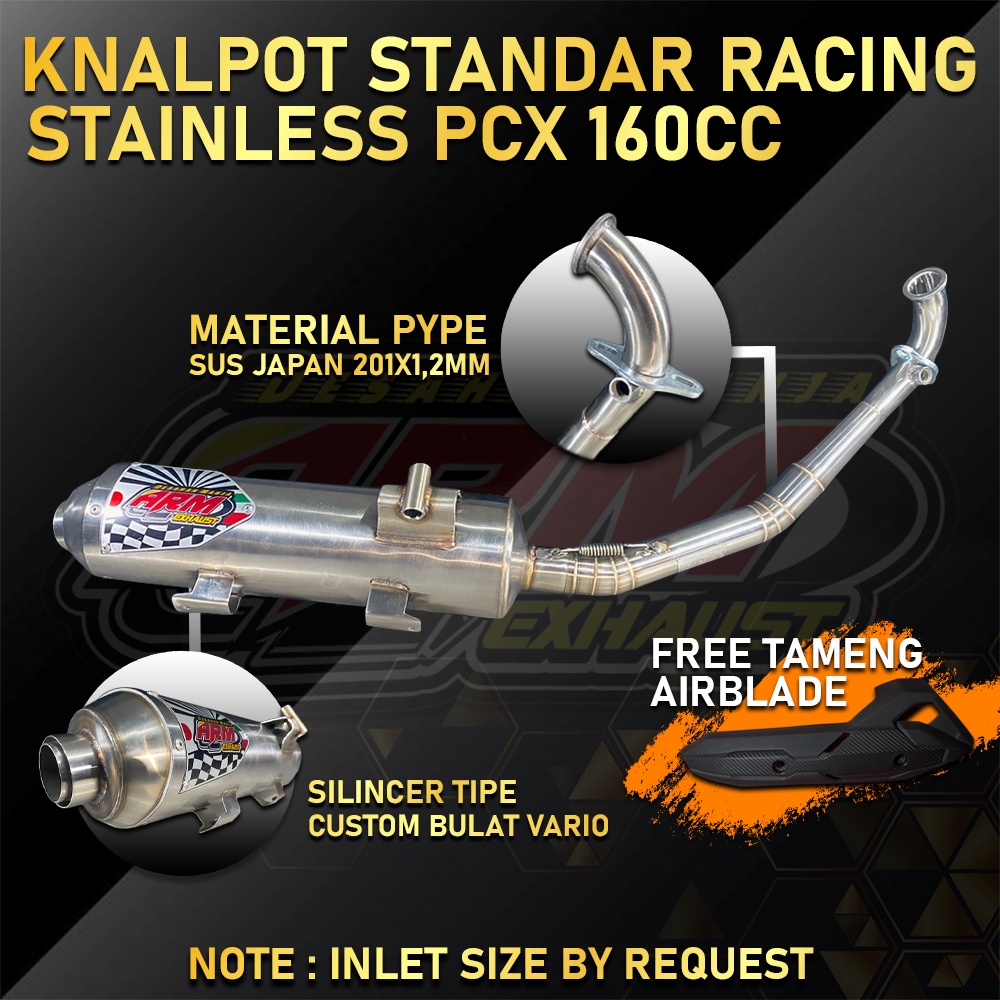 Jual KNALPOT STANDAR RACING PCX 160CC STAINLESS | Shopee Indonesia