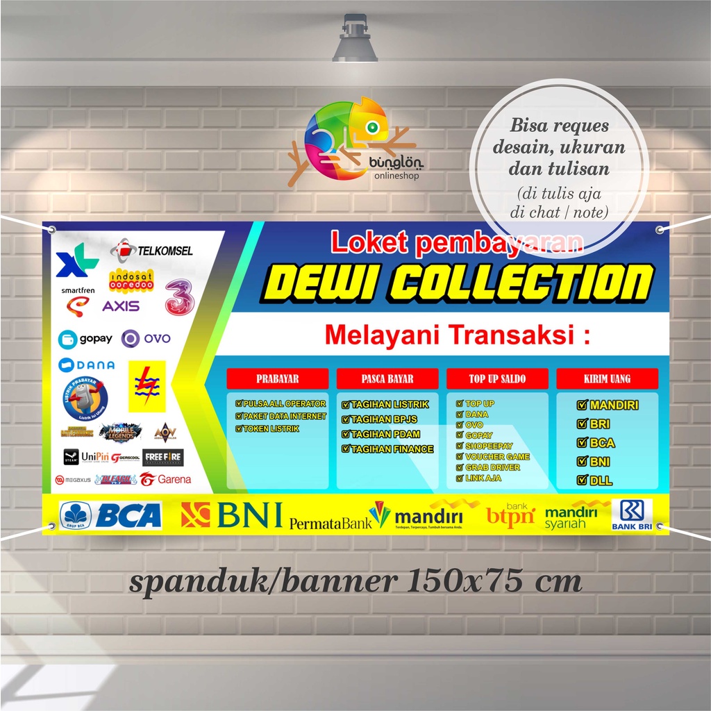 Jual Spanduk Banner Loket Pembayaran, Konter Celluler, Free Desain | Shopee Indonesia