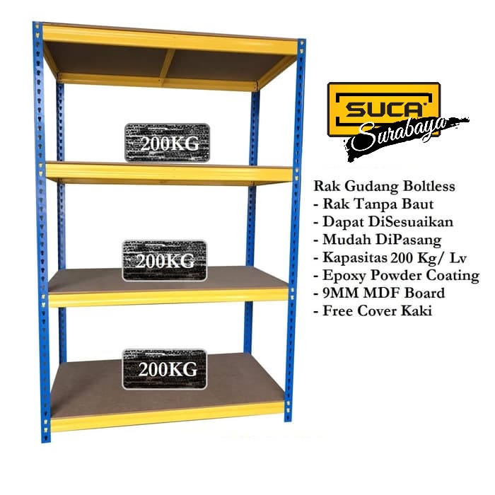 Jual Rak Gudang SUCA Kapasitas 200KG/Tingkat - 4 Tingkat | Shopee Indonesia
