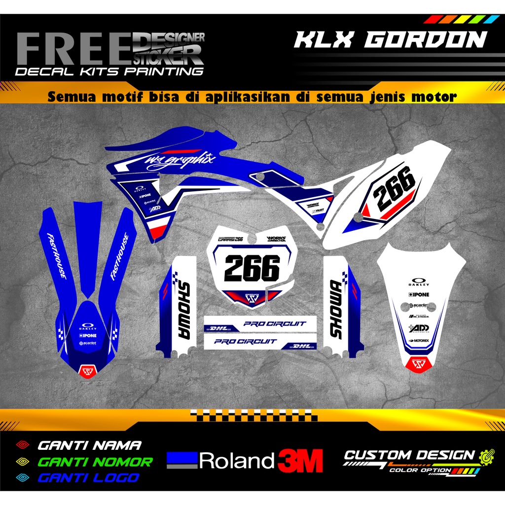 Jual DECAL STIKER KLX GORDON PUTIH BIRU | Shopee Indonesia