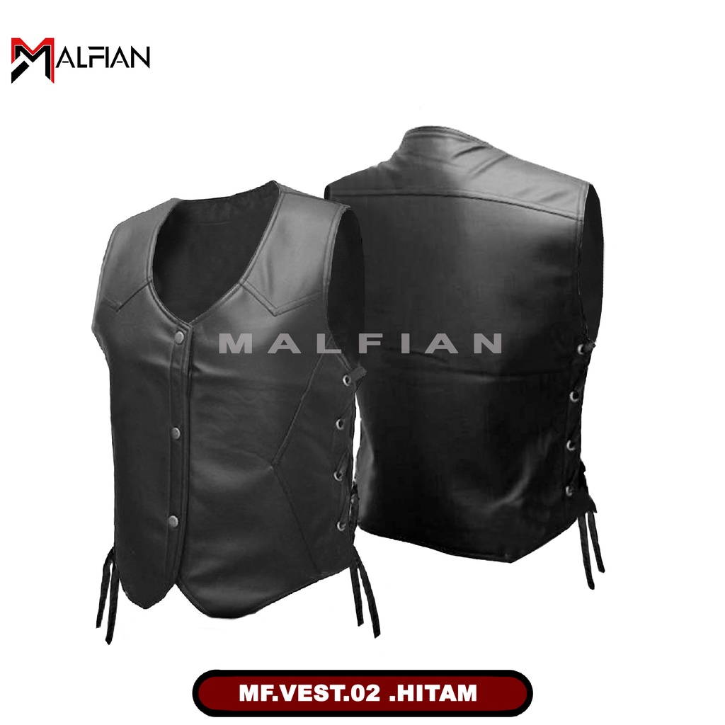 Jual Vest Kulit Rompi Kulit Sintetis Riding Rompi Bikers MF.VEST.02 ...