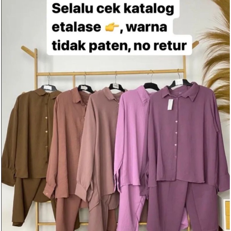 Jual ONE SET KERAH POLOS LENGAN PANJANG LD 115CM POLOS | Shopee Indonesia