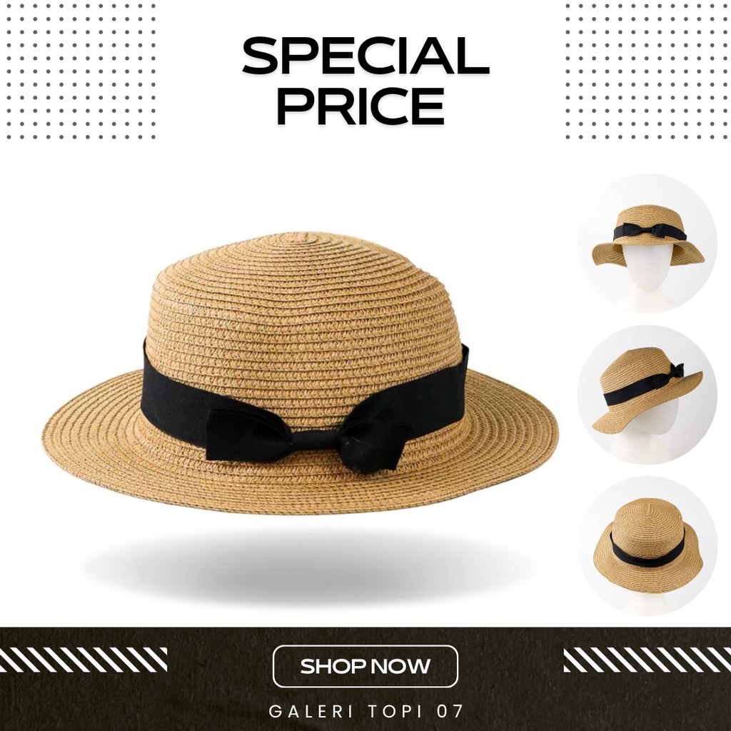Jual Topi Pantai Panama Summer Sun Beach Straw Hat Topi Pantai Bahan Jerami Untuk Wanita Topi ...