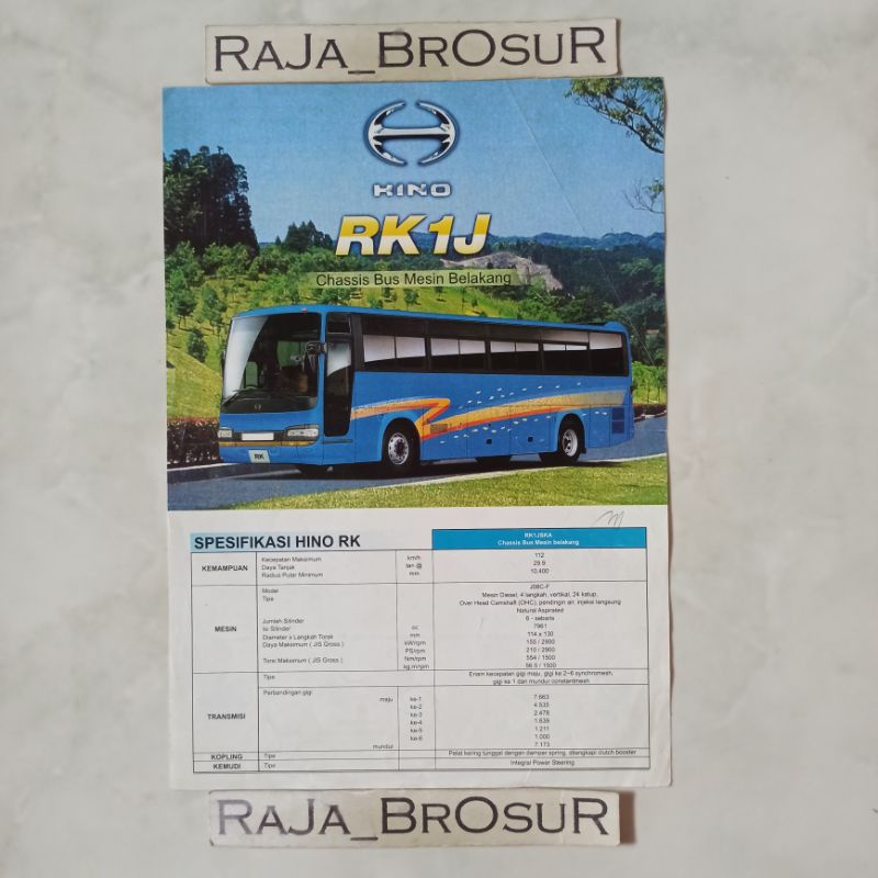 Jual Poster brosur katalog flyer Hino Bus RK/RK1J/RK1JSKA Chassis Bus ...