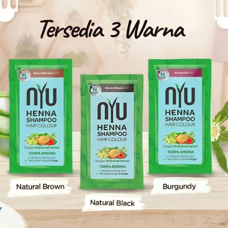 Jual [ COSMO ] NYU Henna Shampoo Pewarna Rambut Sachet 20ml | Shopee ...
