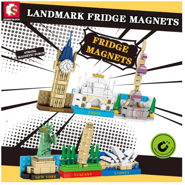 Jual Sembo Block Stiker Kulkas Miniatur Big Ben Tower | Eiffel Tower ...