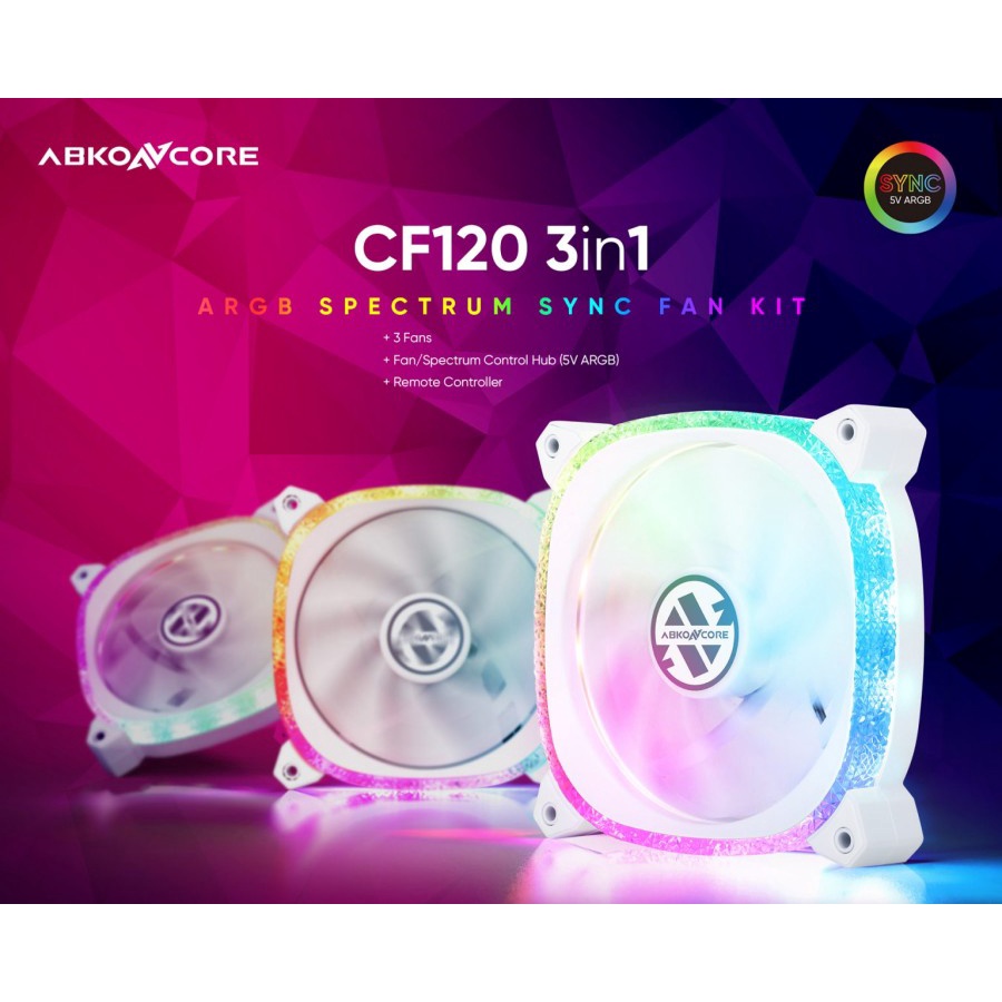 Jual FAN CASING ABKONCORE CF120 ARGB SPECTRUM SYNC 3in1 | Shopee Indonesia