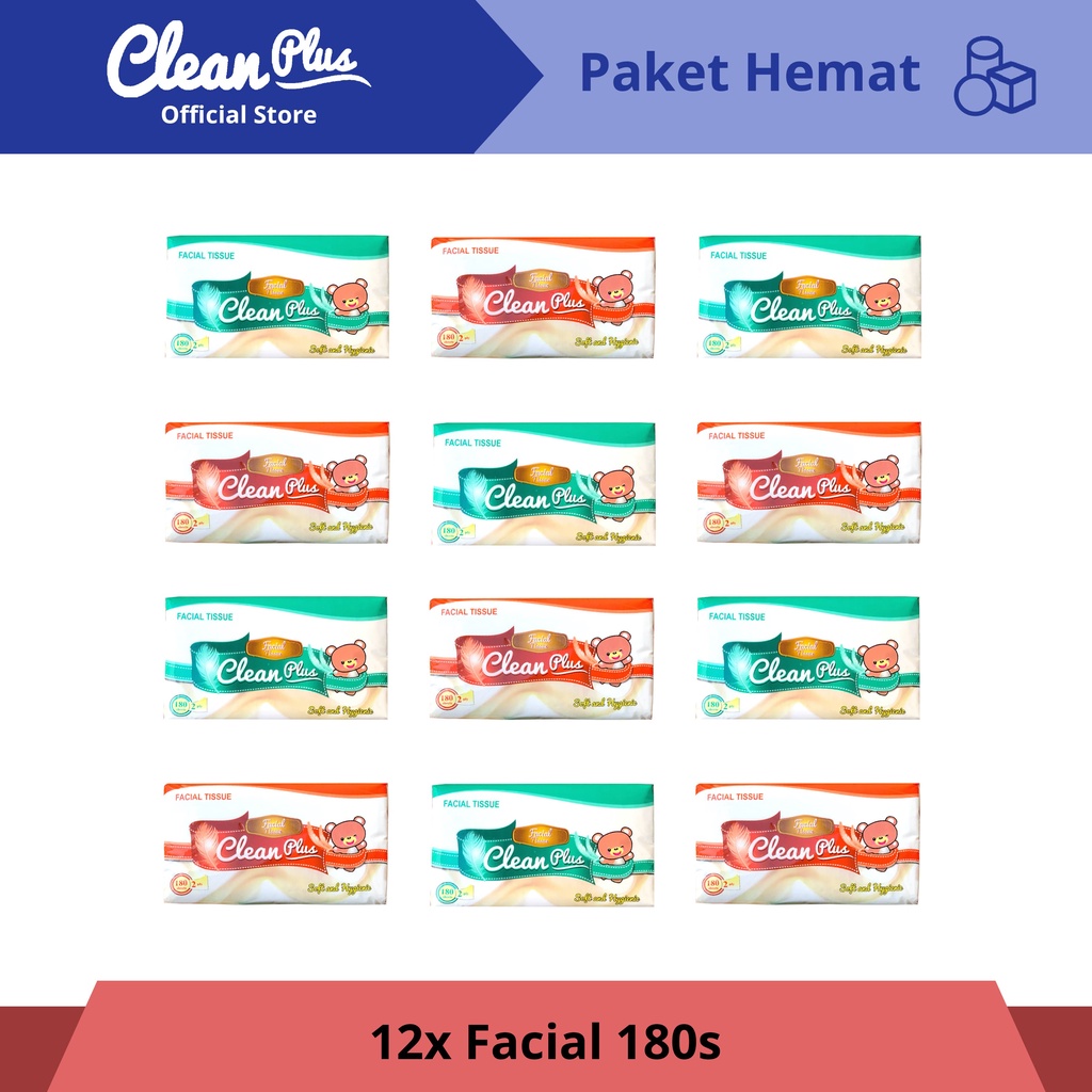 Jual Clean Plus Softpack Tissue 180 Sheets Beruang Bundling 12 Pack ...