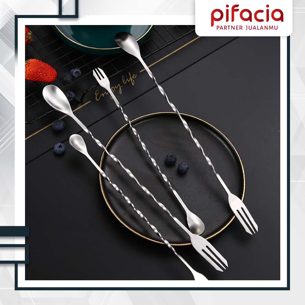 Jual PIFACIA Sendok Ulir Panjang Pengaduk Cocktail Teardrop Long Bar ...