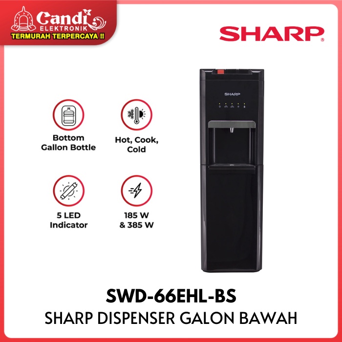 Jual SHARP Dispenser Galon Bawah Two Heater Wattage 5 LED Indicator SWD ...