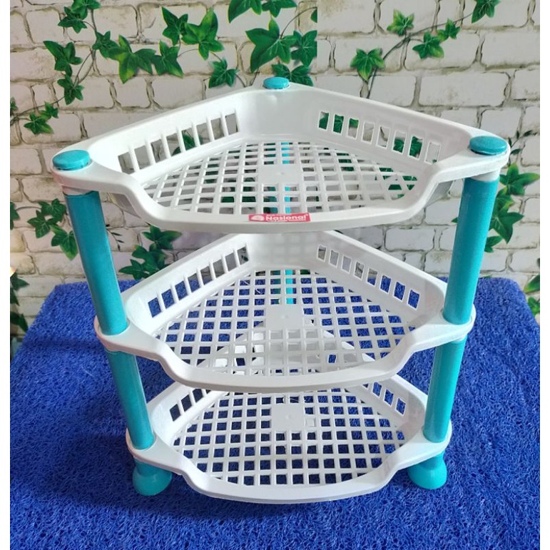 Jual RAK PLASTIK 3 SUSUN SUDUT PUTIH / RAK KOSMETIK / RAK DAPUR / RAK ...