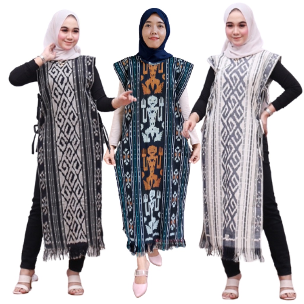 Jual outer wanita tenun etnik modern kekinian - long vest kondangan ...