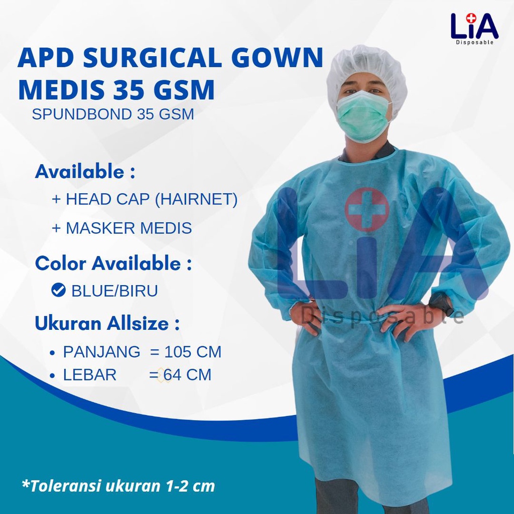 Jual APD GOWN | GOWN MEDIS | SURGICAL GOWN | DISPOSABLE SPUNDBOND / NW ...
