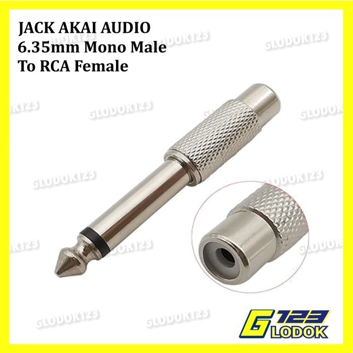Jual Converter Jack Akai Mono 6.35mm 6.5mm To RCA Sambungan Jek Mic ...