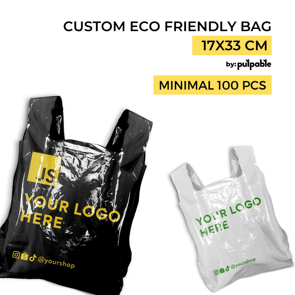 Jual Custom eco friendly plastic bag 17x33 cm / kresek ramah lingkungan ...