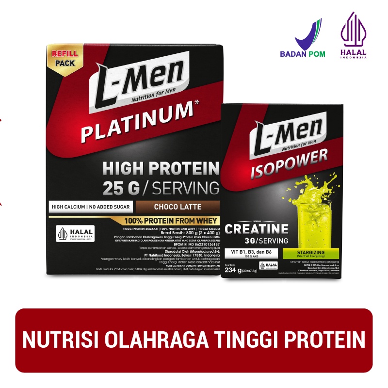 Jual L-Men Platinum Refill Choco Latte 800g + L-Men Isopower Creatine ...
