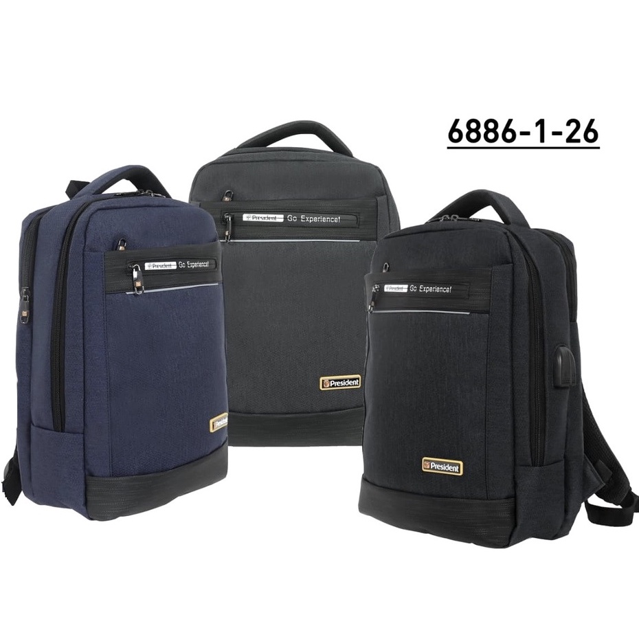 Jual ORIGINAL PRESIDENT BACKPACK TAS RANSEL PRESIDENT with USB PORT ...